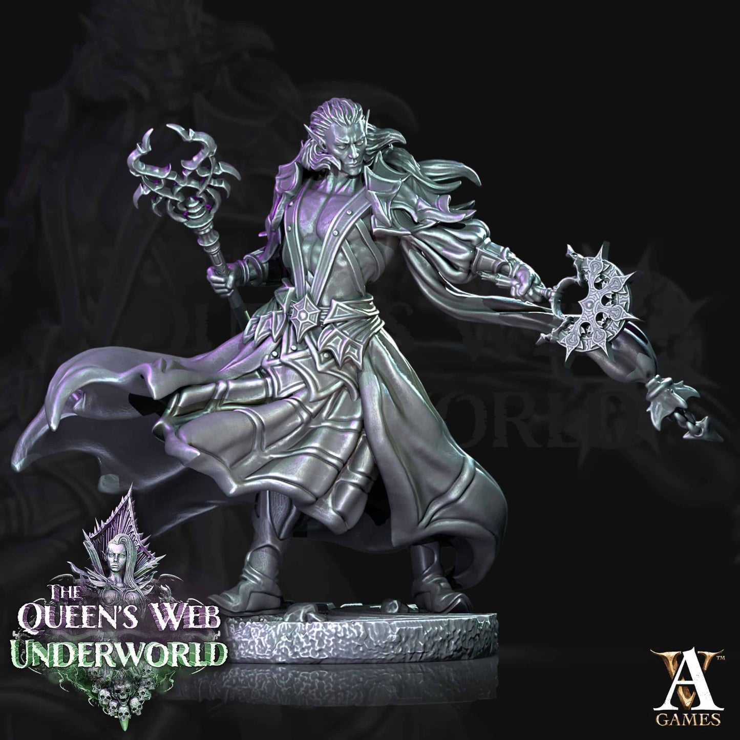 Dark Elf warlock (Dark Elf Oath sworn) (poses) – Silver Heron Fantasy